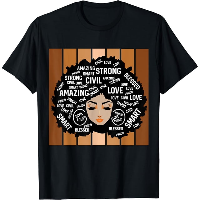 African American Afro Melanin Queen Black History Month T-Shirt ...