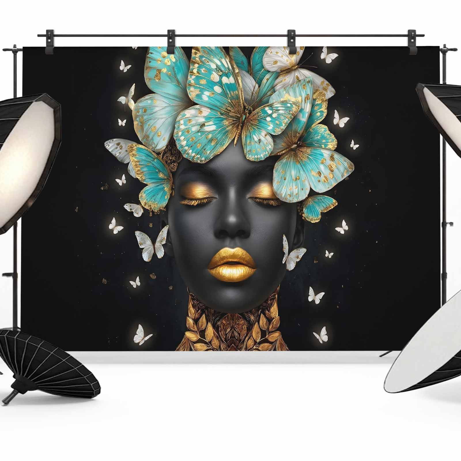 African American Backdrops for Photography, Woman Portrait Butterfly ...