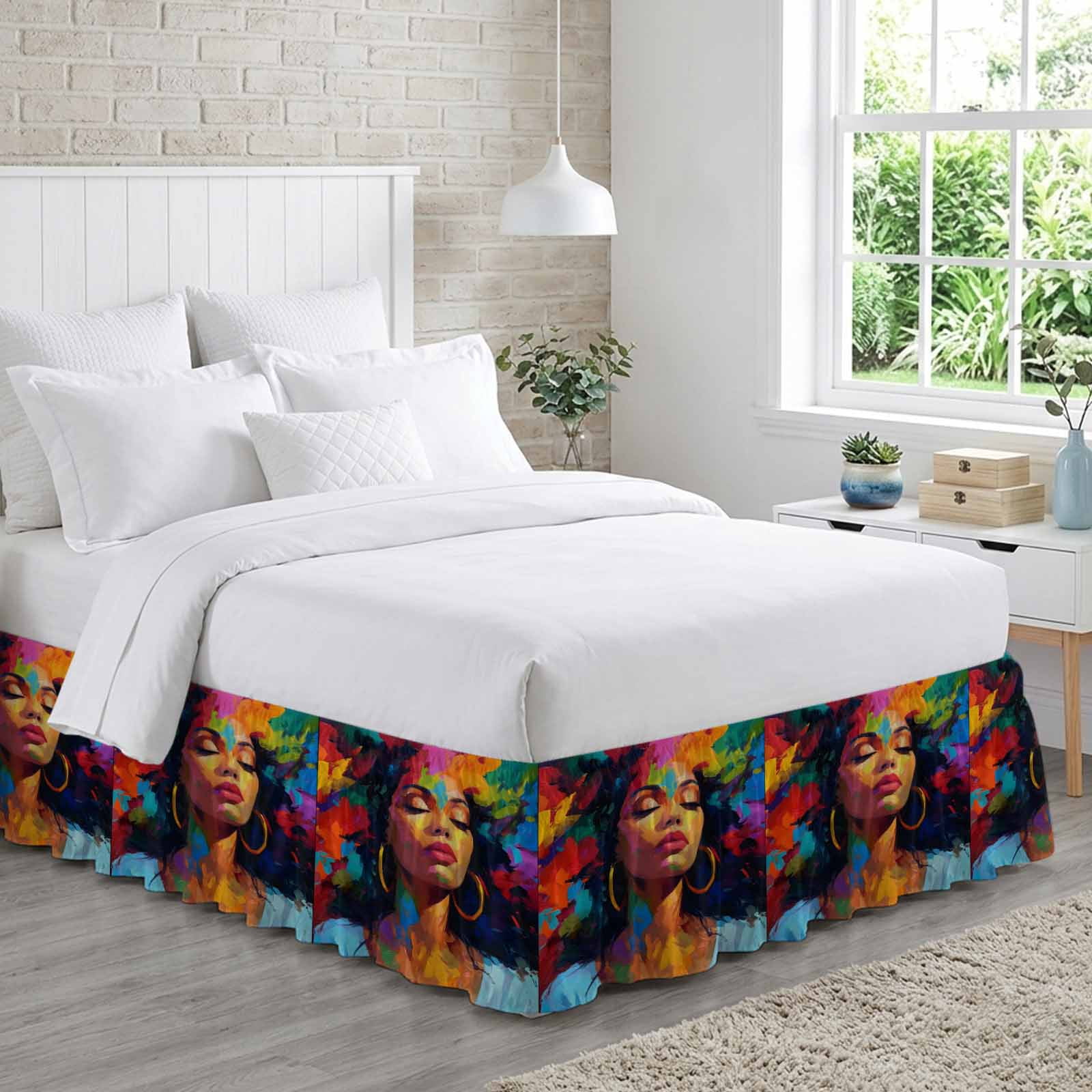 African American Bed Skirt California King Size 16 Inch Drop, Colorful ...