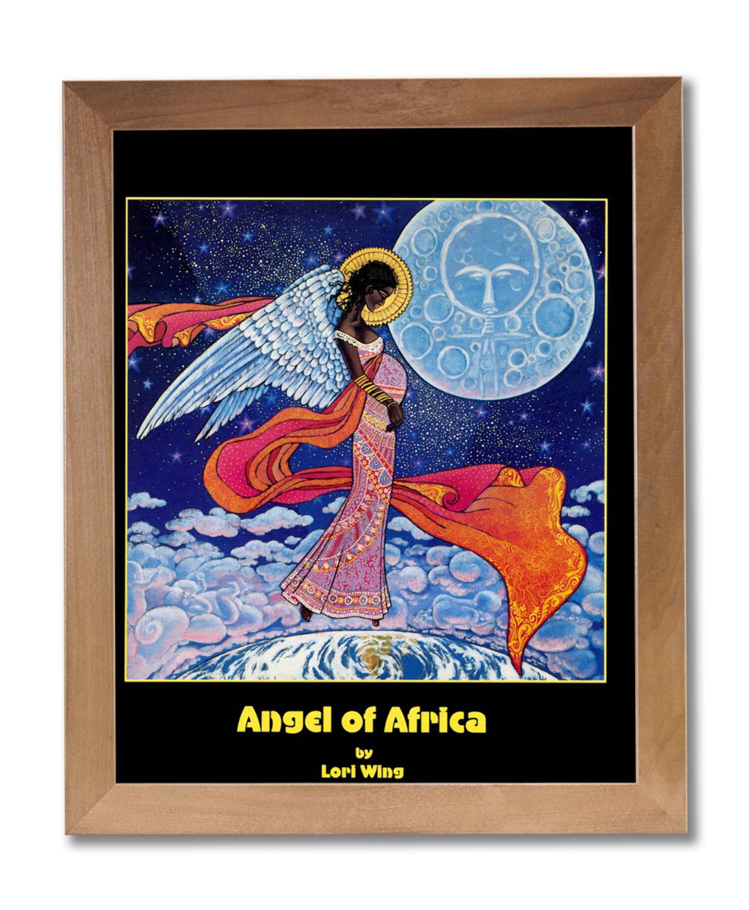 African American Black Angel Wall Picture Honey Framed Art Print ...