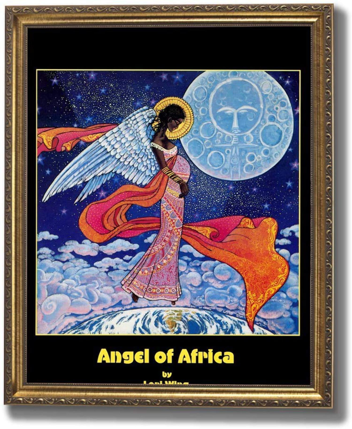 African American Black Angel of Africa Wall Picture Framed 8x10 Art ...