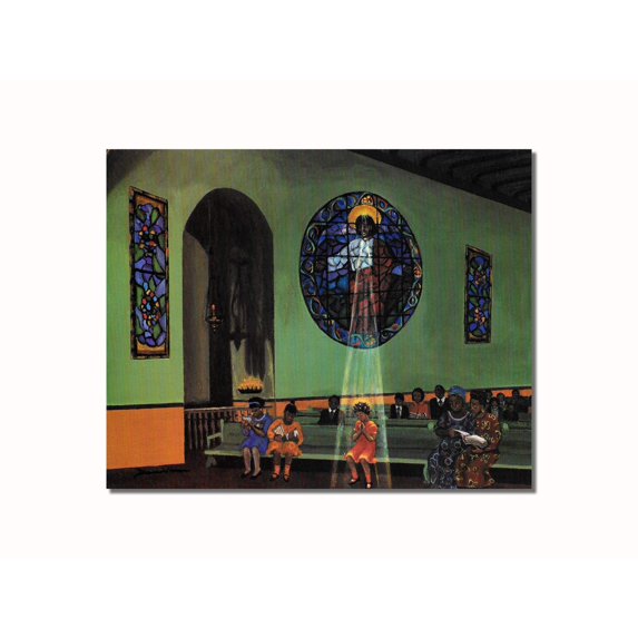 African American Black Church Praying in Light of Jesus Wall Picture ...