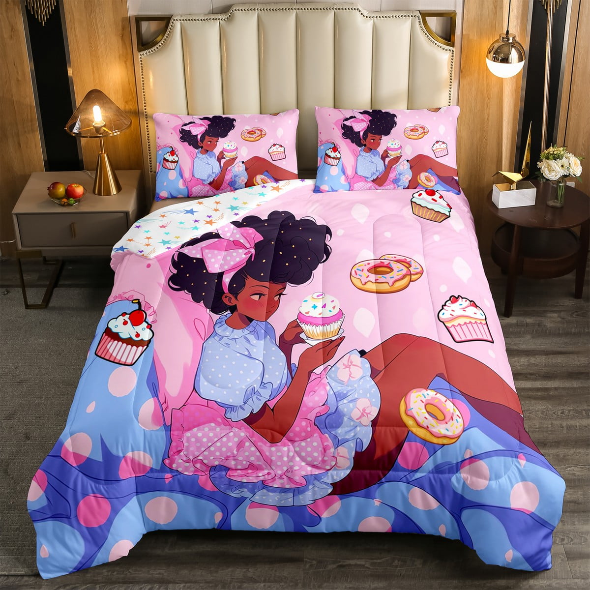 African American Black Comforter Set Twin Size Afro-American Bedding 2 ...