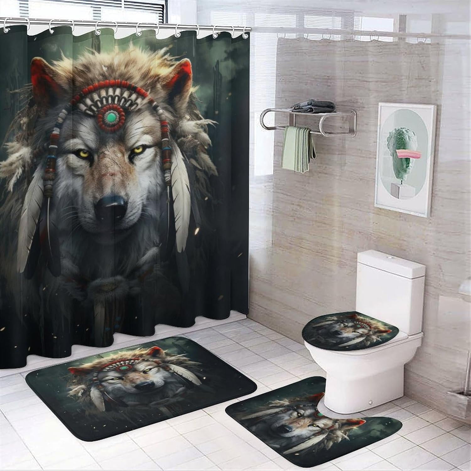 African American Black Girl Egypt Shower Curtain Sets 4 Piece,Vintage ...