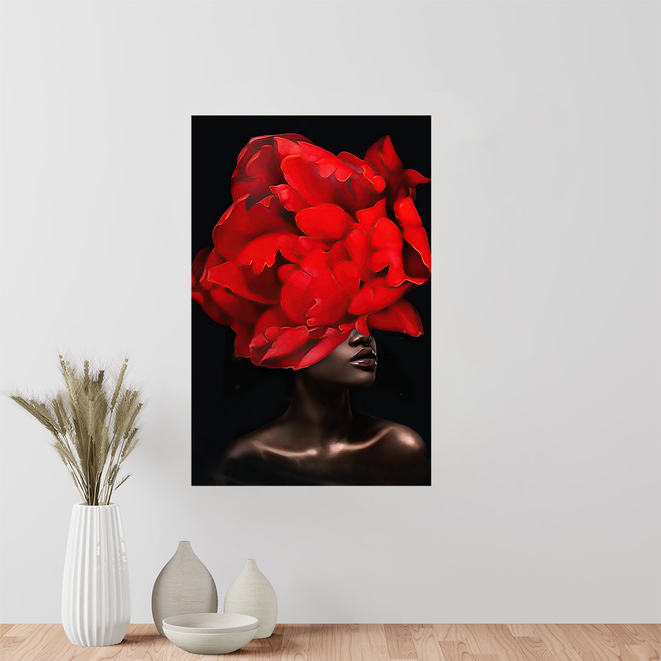 African American Black Girl With Flower Poster African American Afro ...