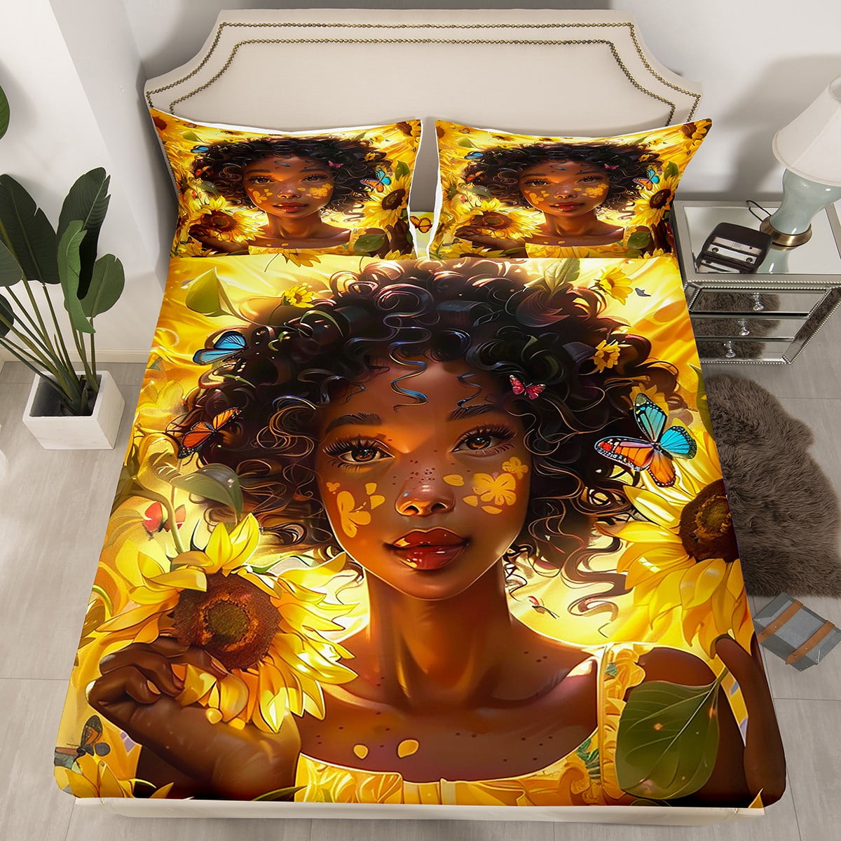 African American Black Girls Fitted Sheet Black Girl Magic Bed Sheets ...