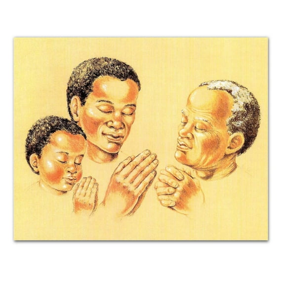 African American Black Three Generations of Men Praying Wall Picture ...