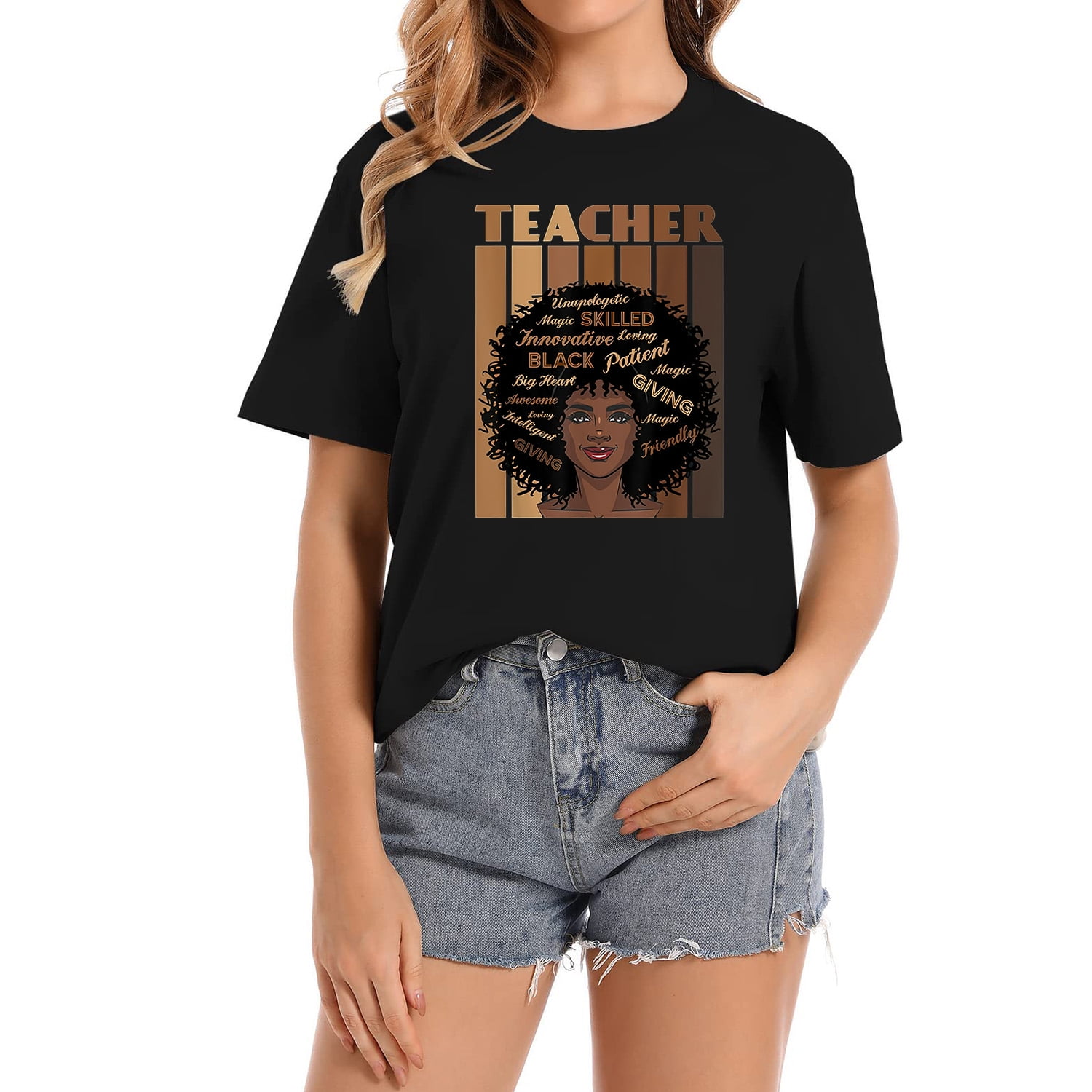 African American Black Woman Teacher Appreciation Melanin T-Shirt ...