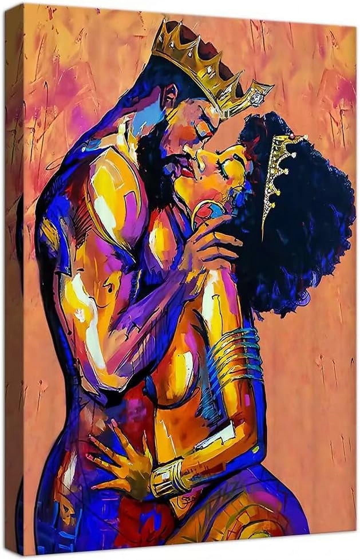 African American Canvas Painting Wall Decor for Office, King and Queen Wall Art for Living Room ...