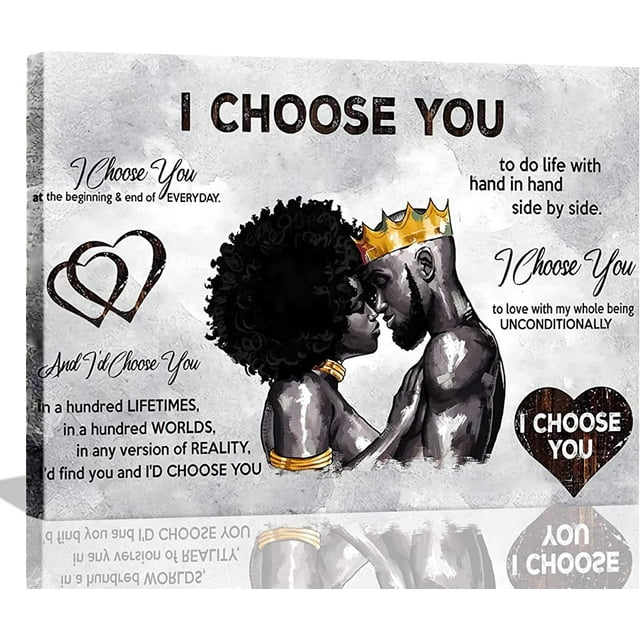 African American Canvas Prints Black Couple I Choose You Poster Black King and Queen Wall Art ...