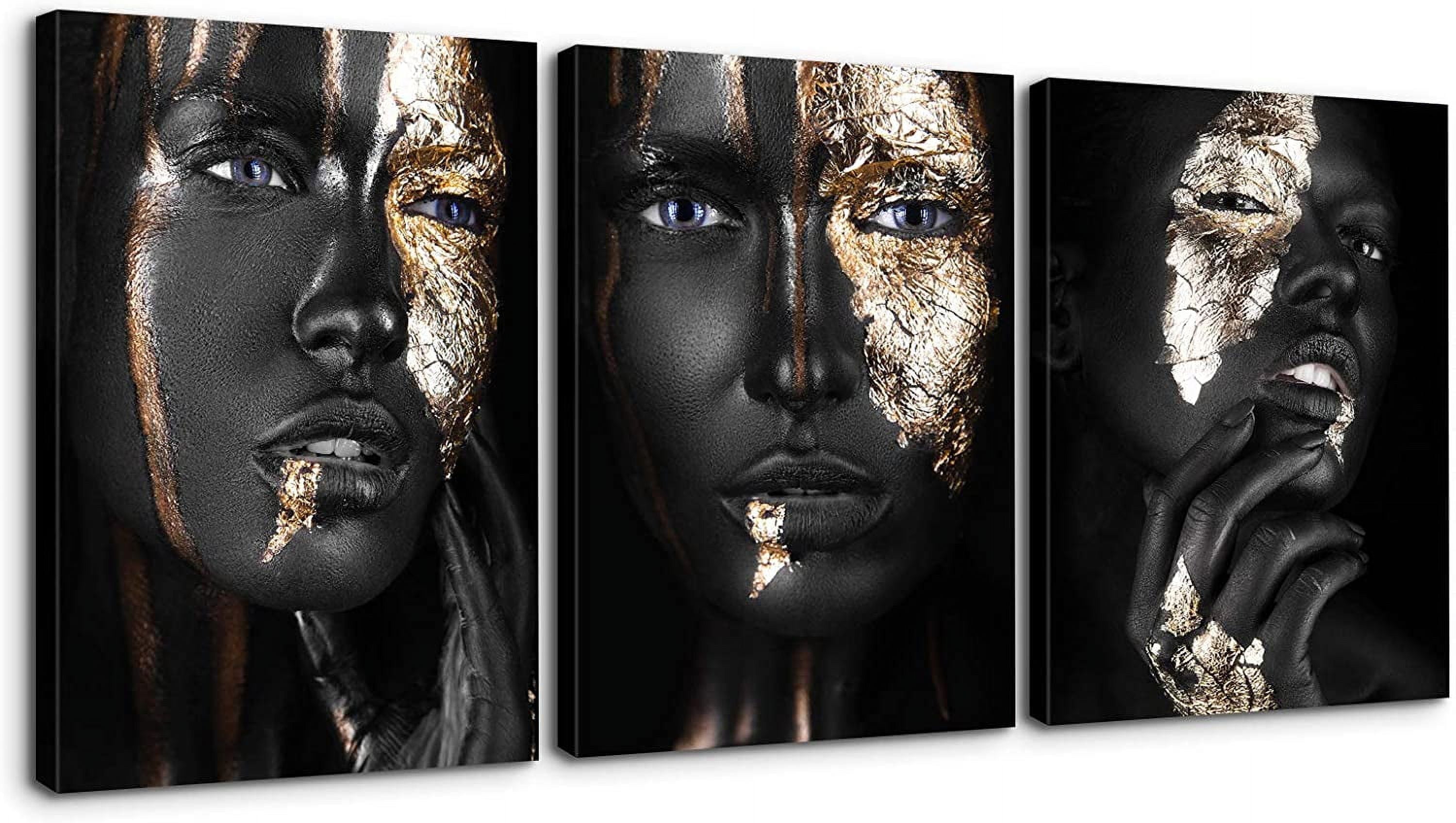 African American Canvas Wall Art 3 Pieces Painting Beauty Black Woman African Black Wall Art ...