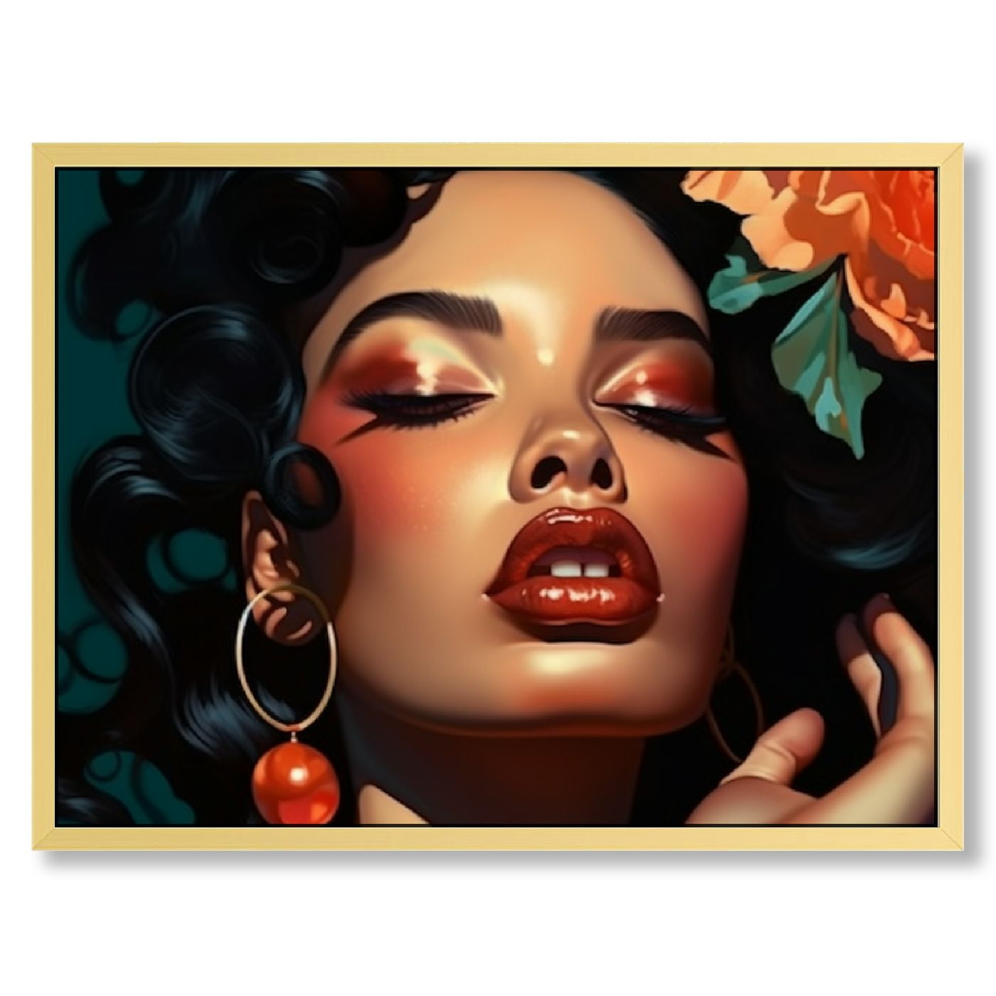 African American Canvas Wall Art Flowers Head Woman Pictures Black Girl Art Prints for Girl ...