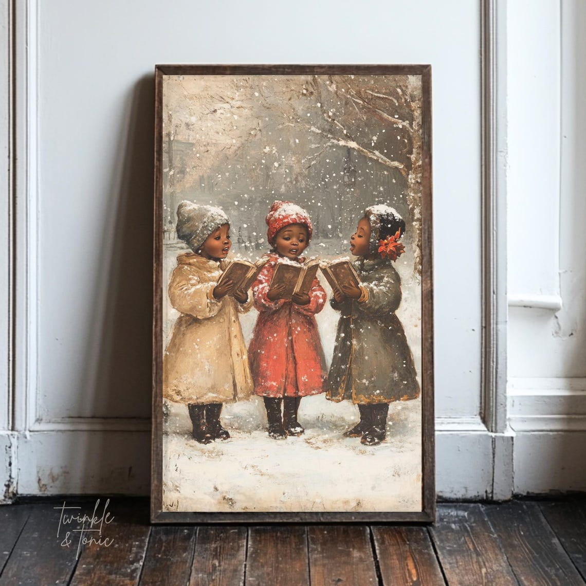 African American Carolers Art Print Vintage Winter Holiday Wall Dã©Cor ...