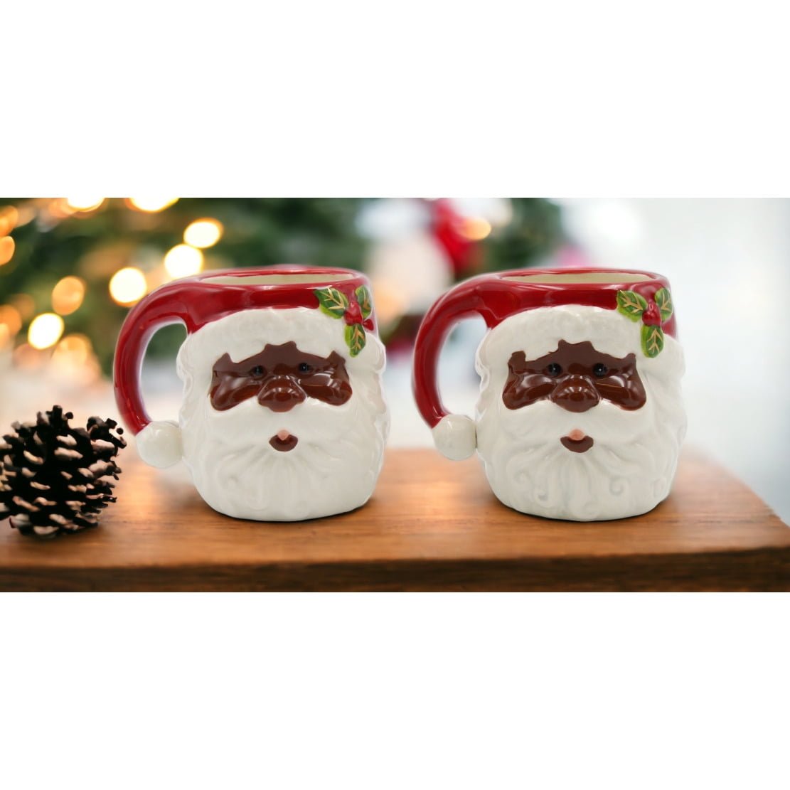African American Ceramic Santa Mug Set of 2 10 oz Kitchen - Walmart.com