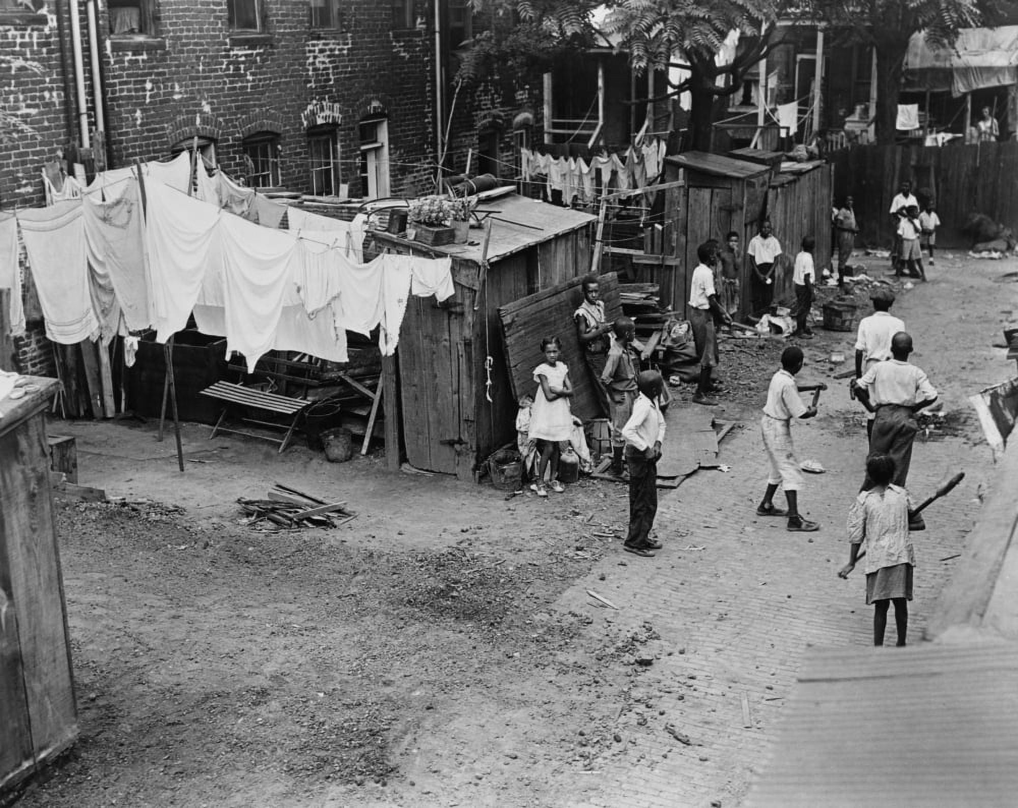 African American Children Playing Baseball In An Alley. The Washington ...