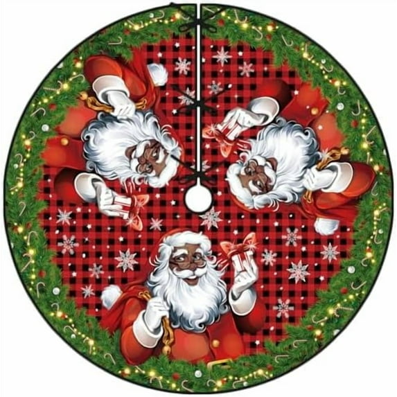 African American Christmas Tree Skirt, 48 Inch, Black Santa Claus ...
