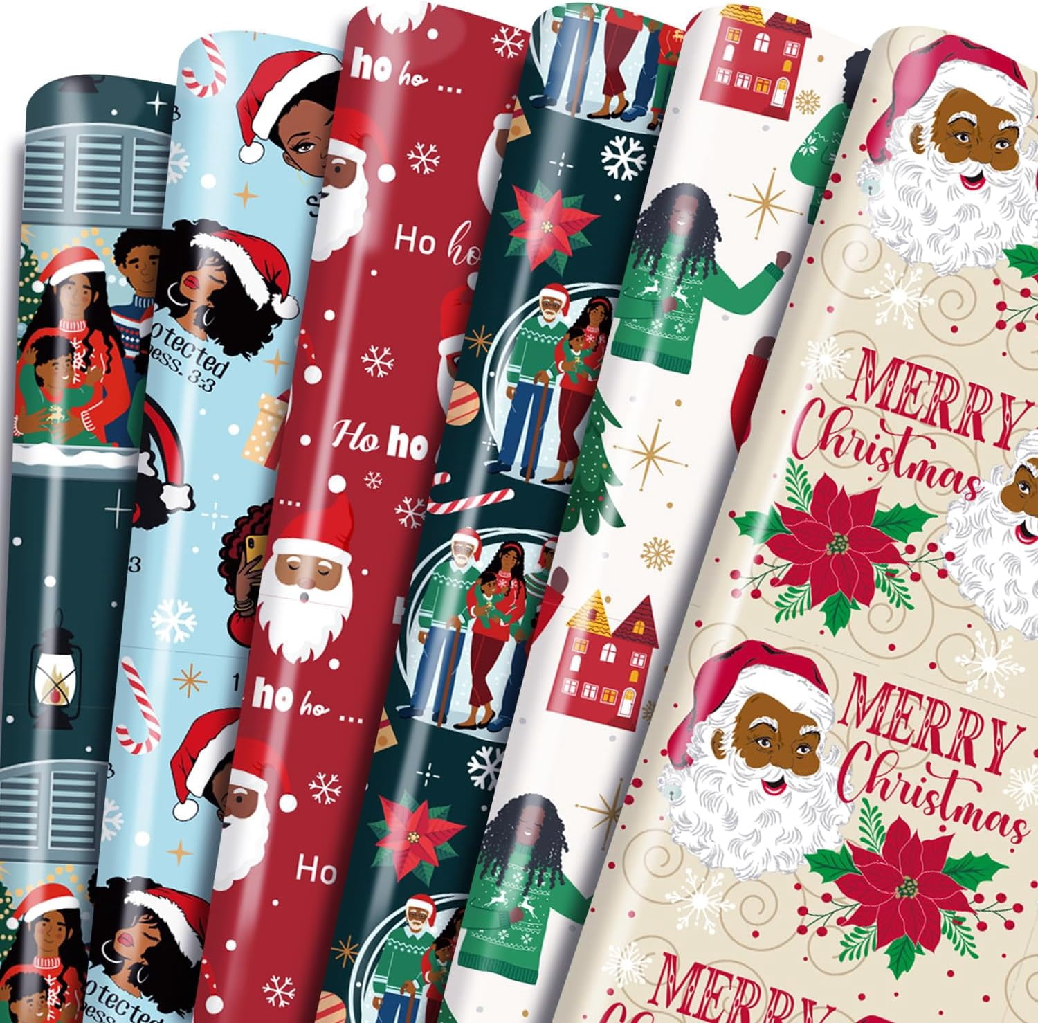 African American Christmas Wrapping Paper - Black Santa Claus Merry ...