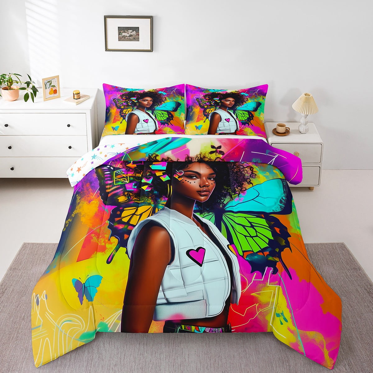 African American Comforter Set for Girls, Queen Bedding Sets for Girls ...