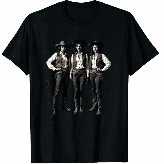 African American Cowgirl Western Country Texas Rodeo Graphic Black T ...