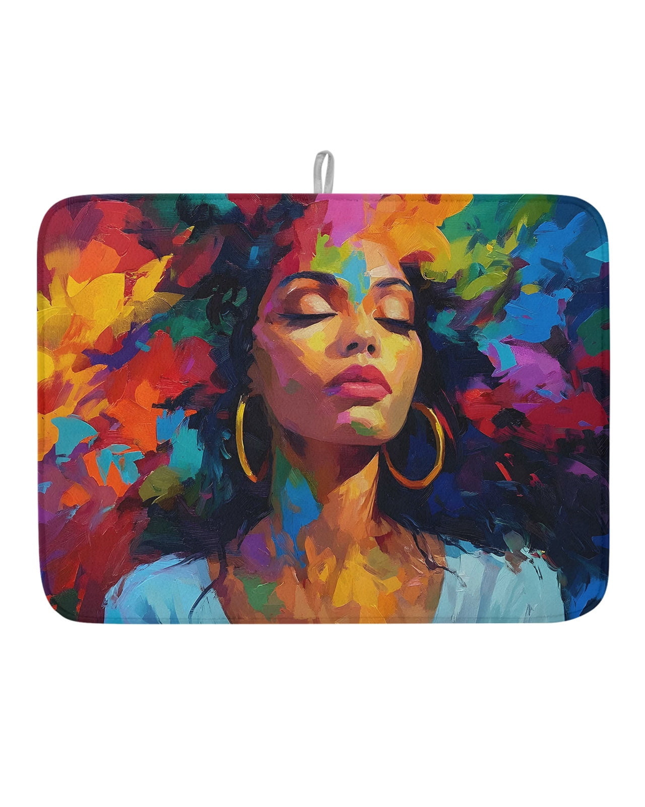 African American Dish Drying Mat 18x24 inch Colorful Splashes Abstract ...