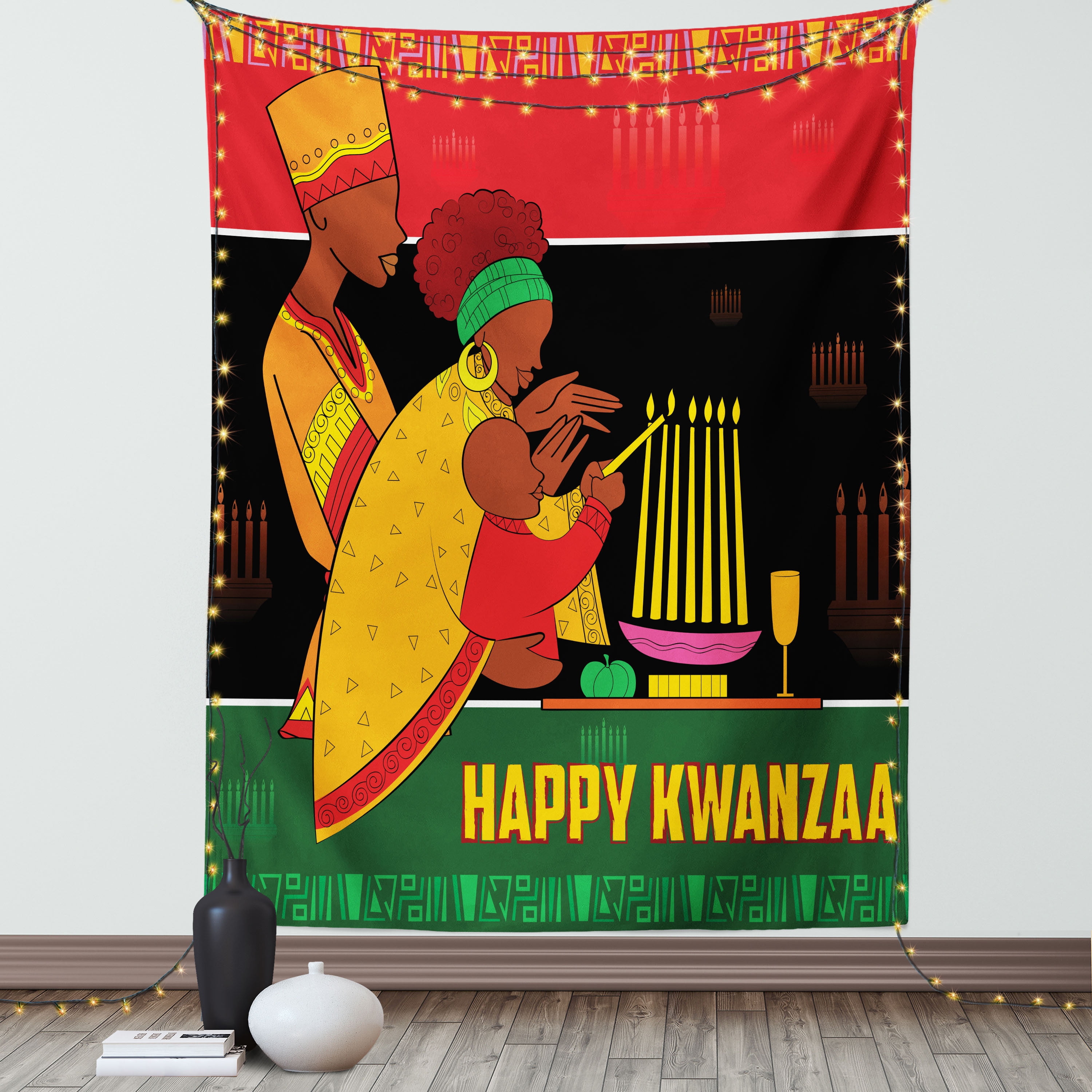 African American Family Tapestry, Happy Kwanzaa Calligraphic ...