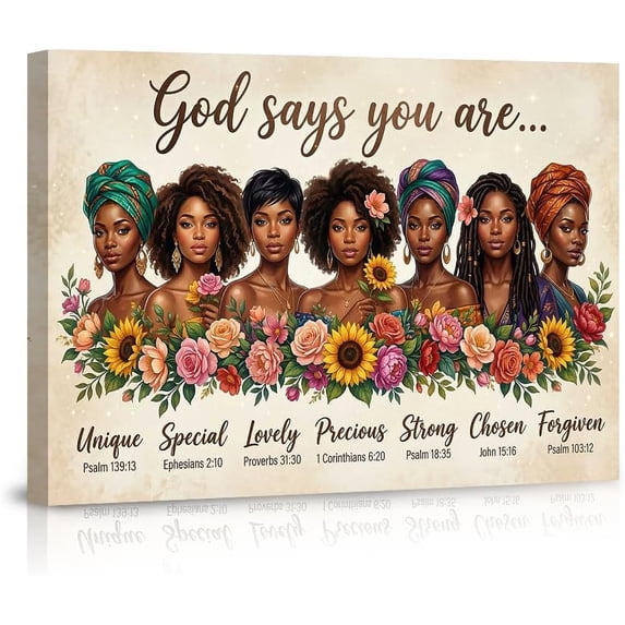 African American God Says You Are Canvas Wall Art, Inspirational Bible ...