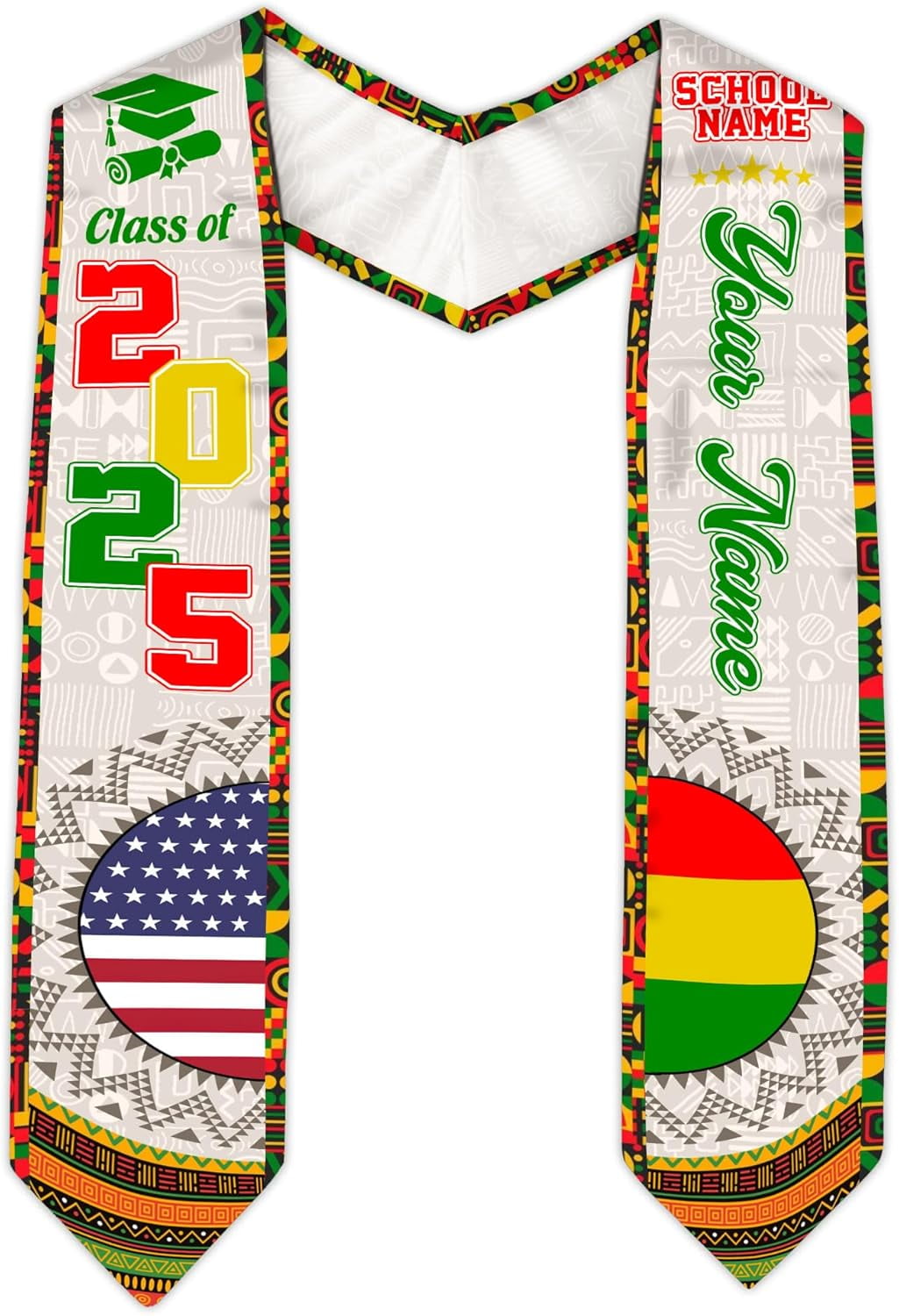 African American Graduation Sash, Graduation Stole Customize, African ...