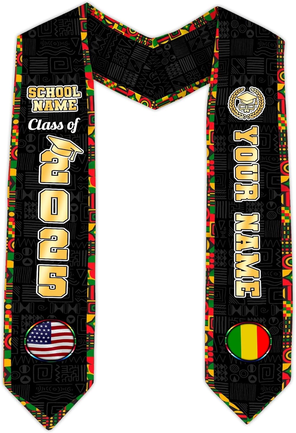 African American Graduation Sash, Graduation Stole Customize, African ...