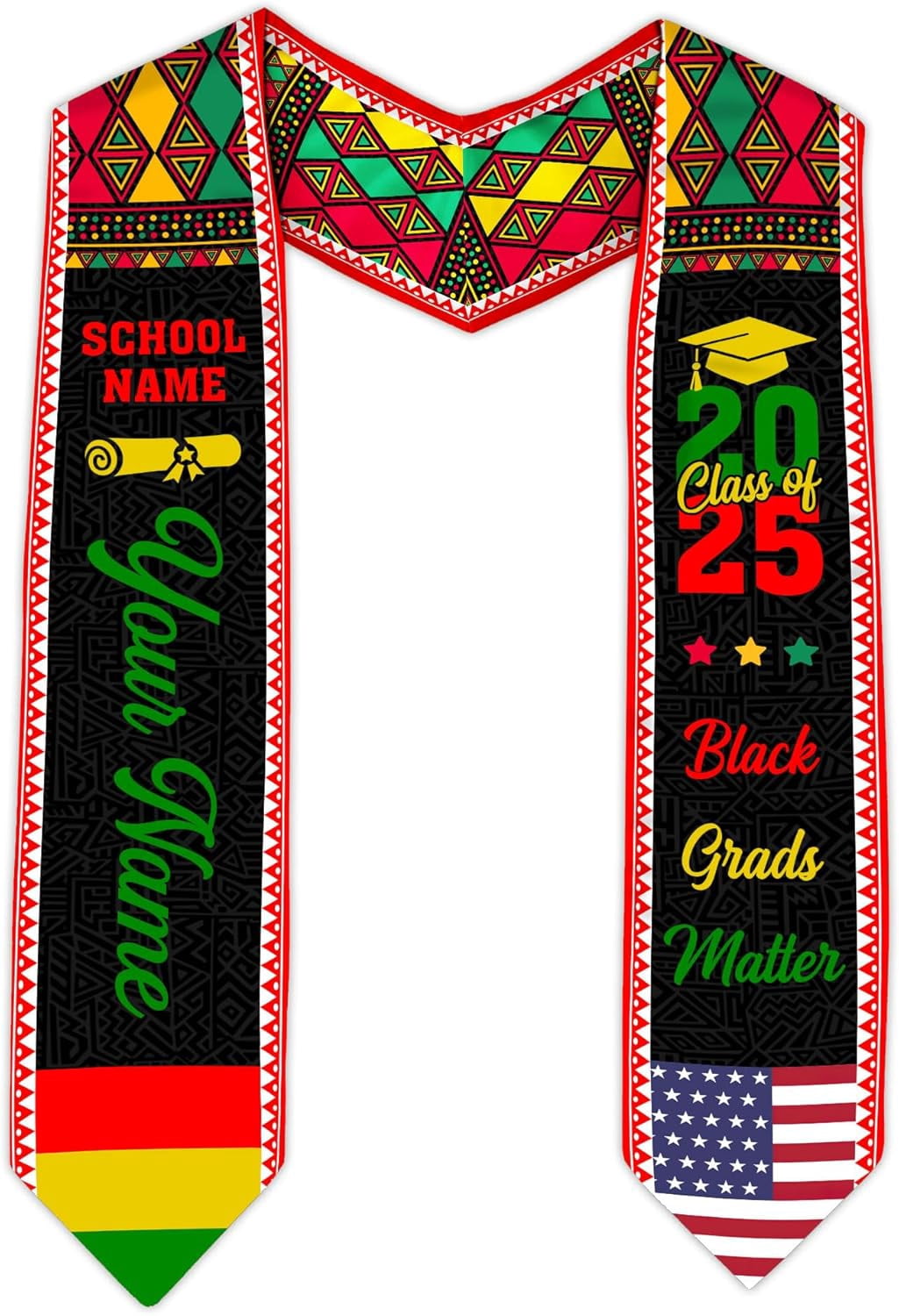 African American Graduation Sash, Graduation Stole Customize, African ...