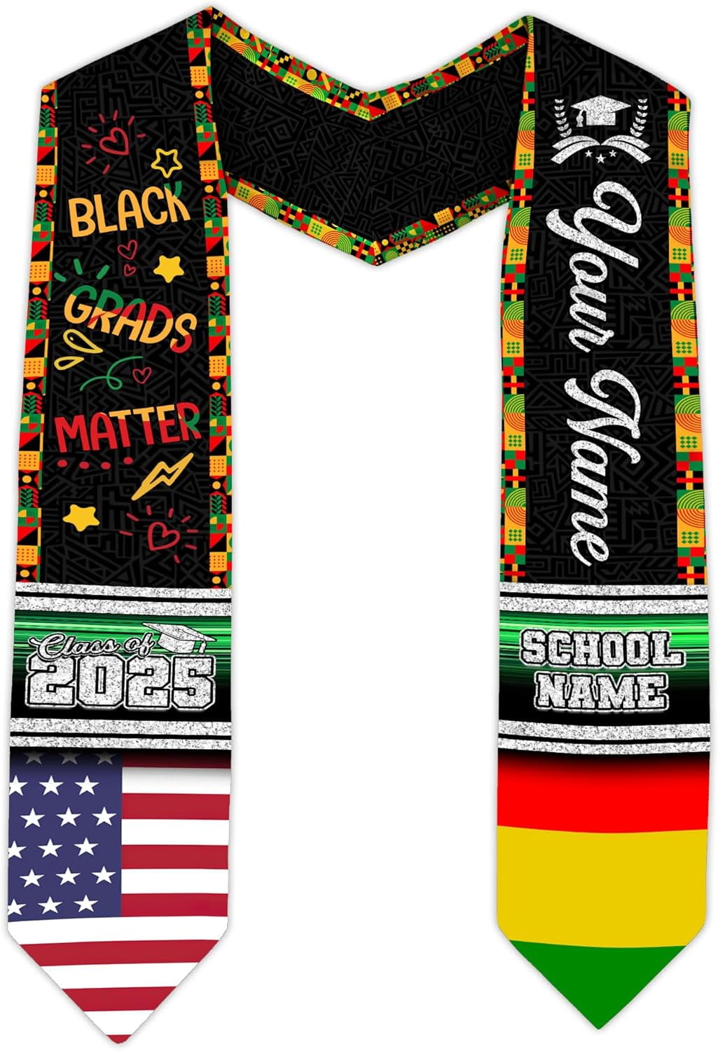 African American Graduation Sash, Graduation Stole Customize, African ...