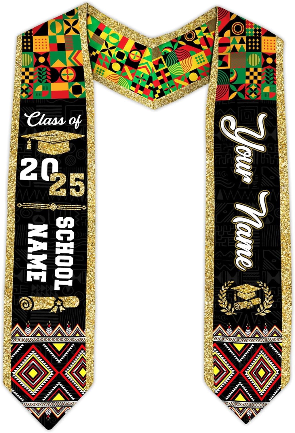 African American Graduation Sash, Graduation Stole Customize, African ...