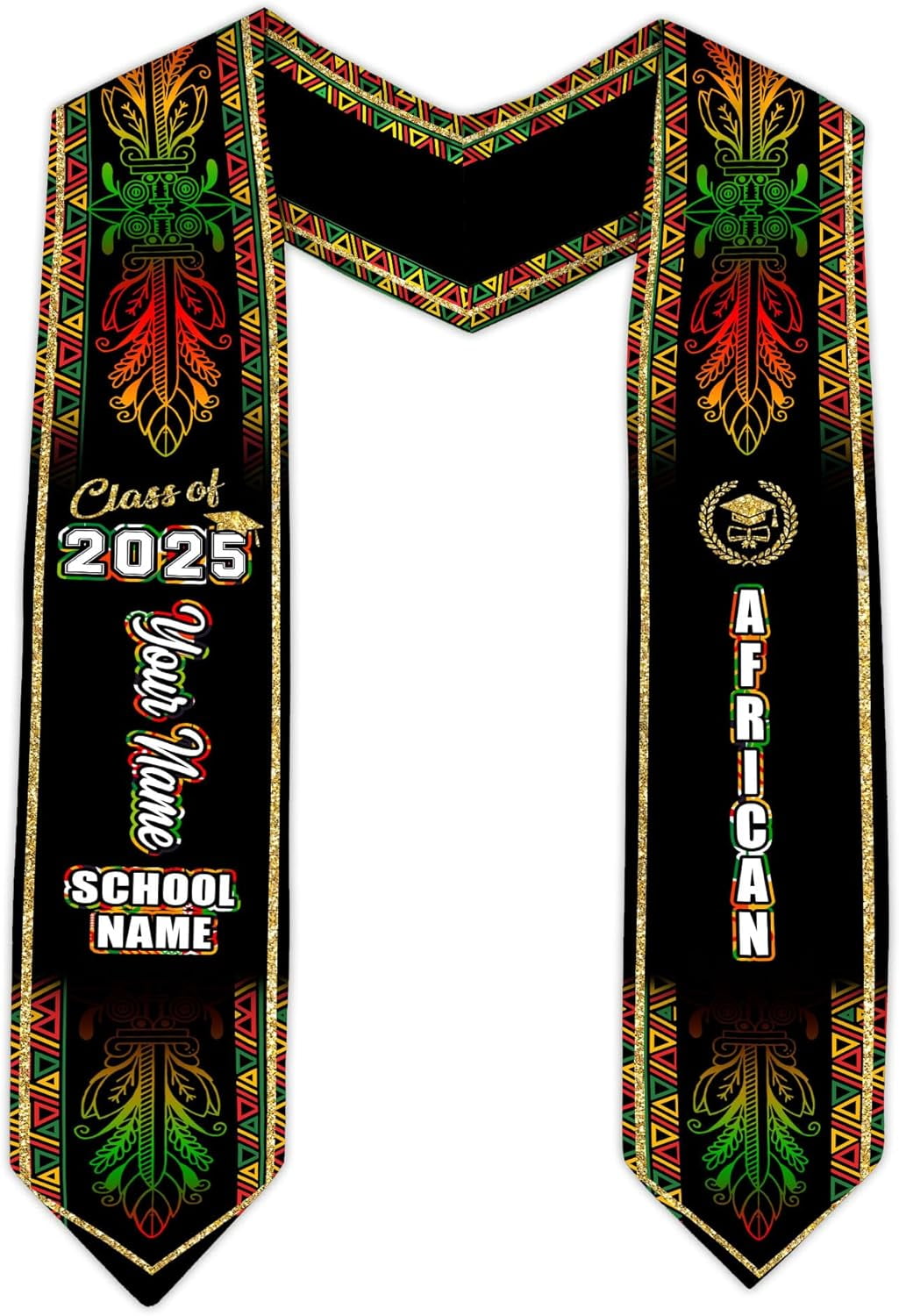 African American Graduation Sash, Graduation Stole Customize, African ...