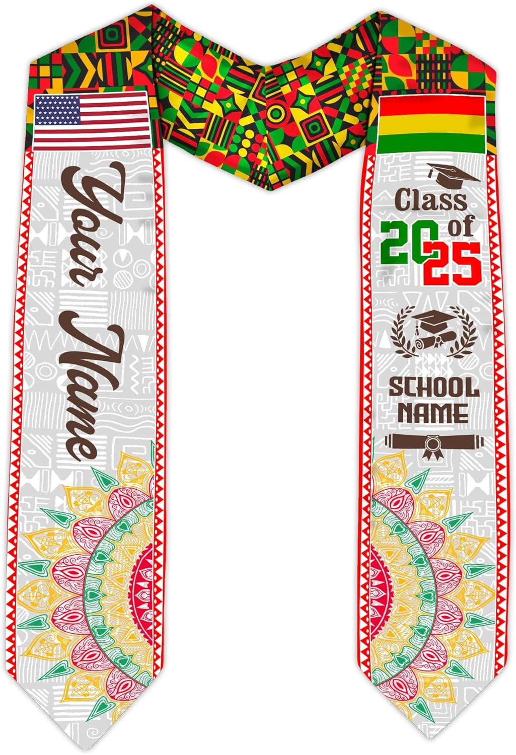 African American Graduation Sash, Graduation Stole Customize, African ...