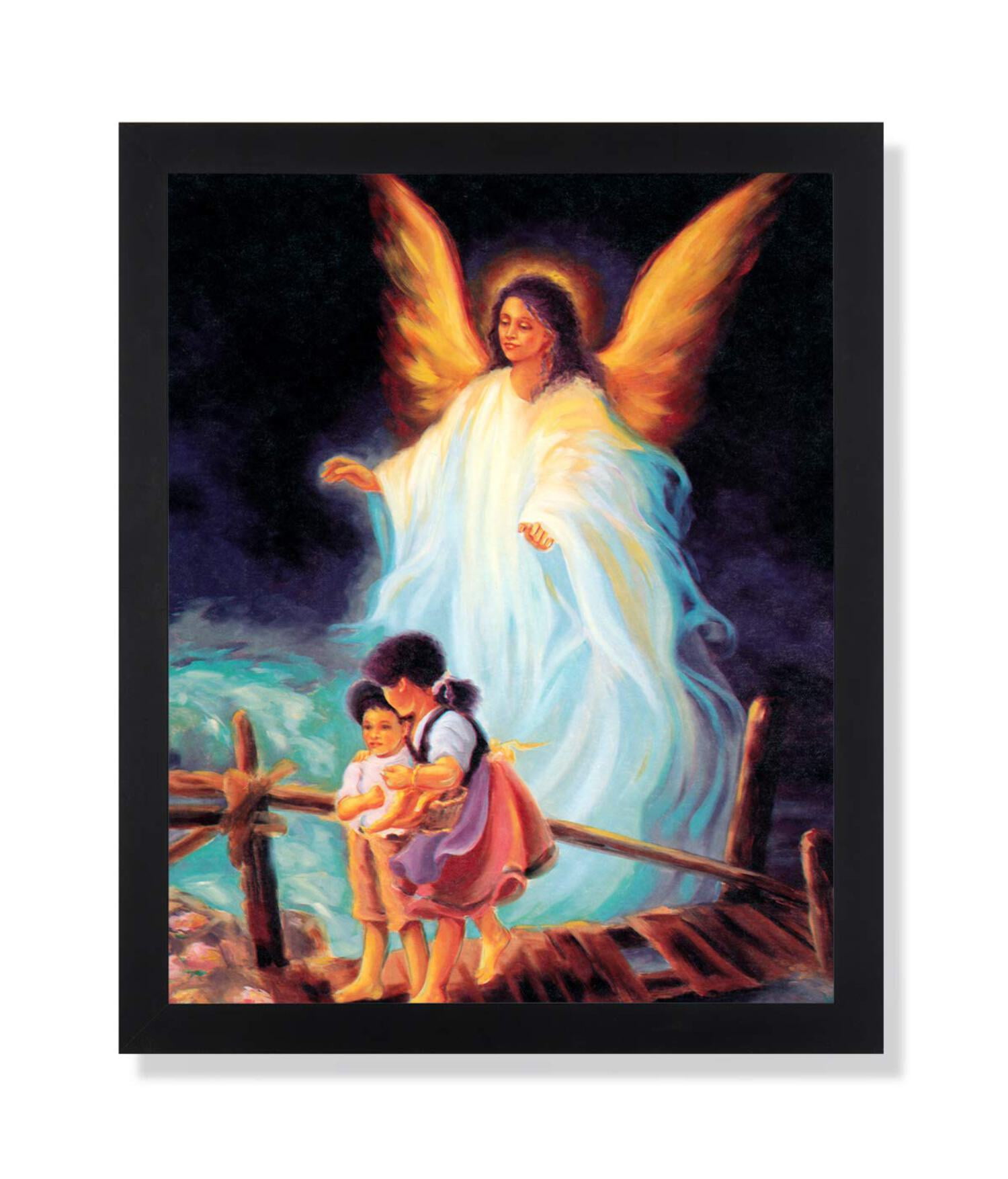 African American Guardian Angel Protecting Children on Bridge Religious ...