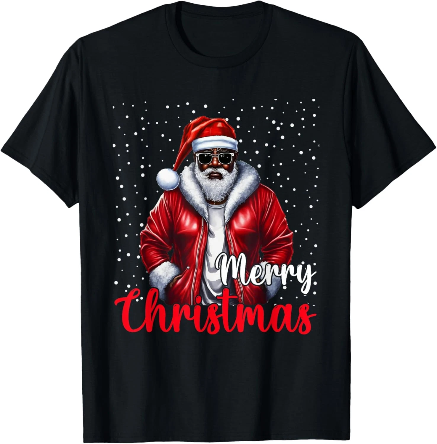 African American Jolly Red Hat Man Christmas Holiday Unisex T-Shirt up ...