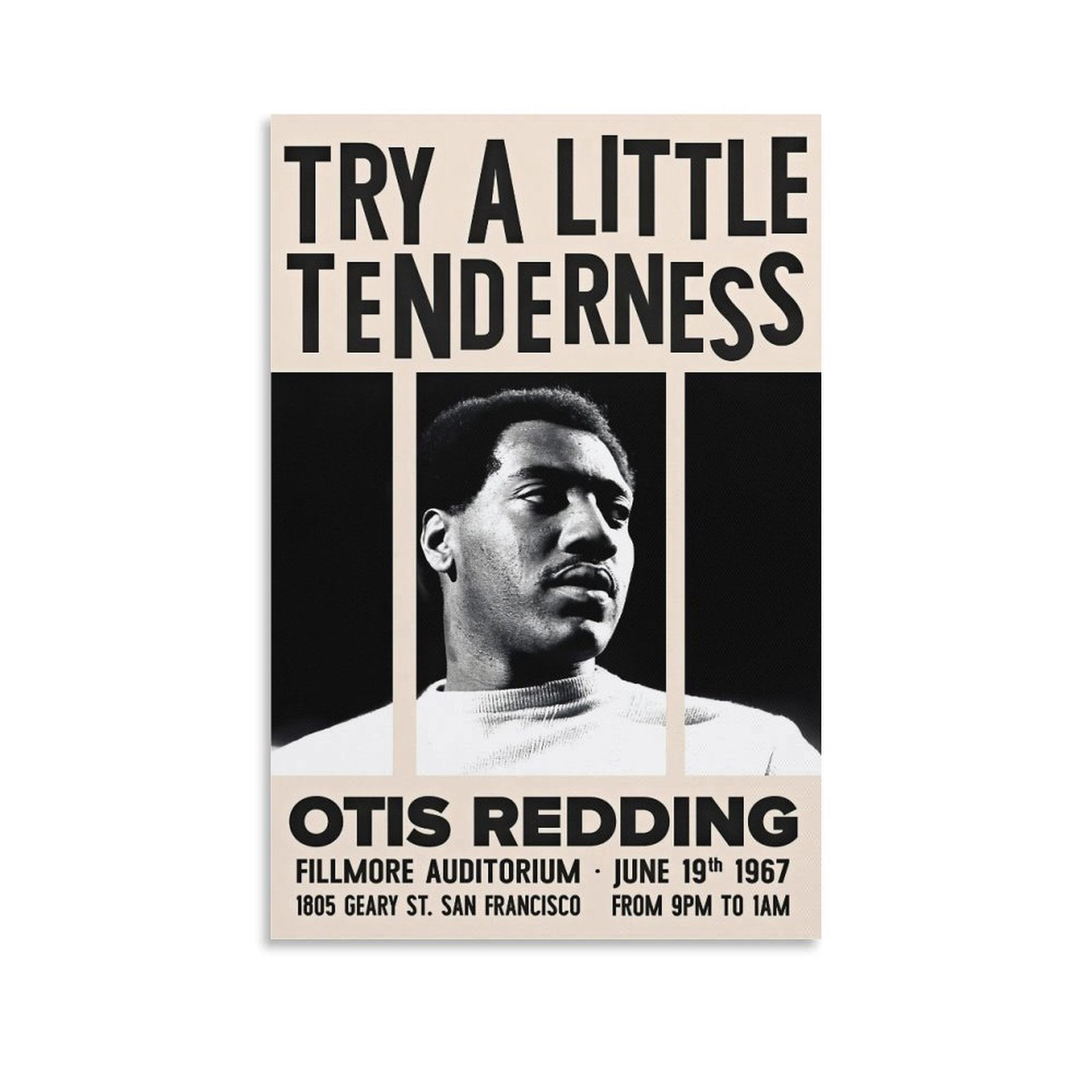 African-American Male Singers Otis Redding Retro Poster Canvas Wall Art ...