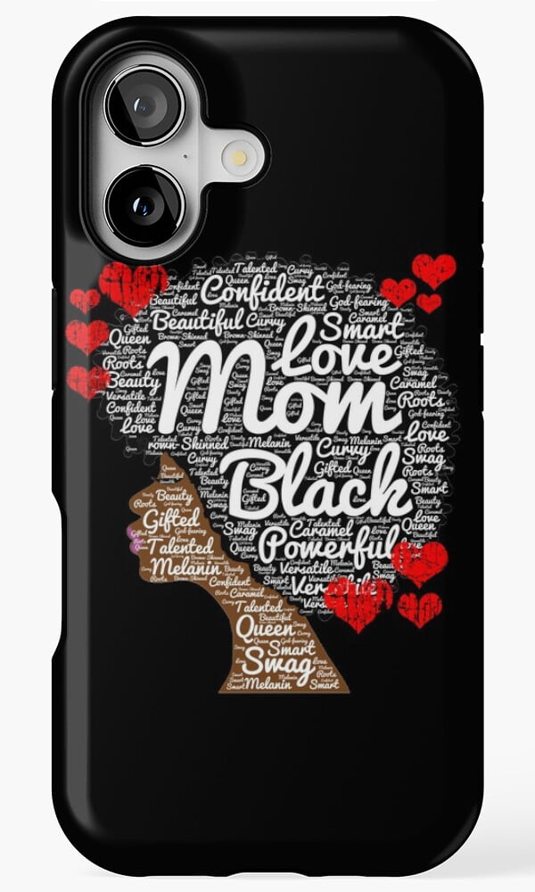 African American Mom Words In Afro Hair Art Phone Case for iPhone 11 12 ...