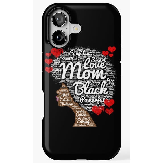 African American Mom Words In Afro Hair Art Phone Case for iPhone 11 12 ...