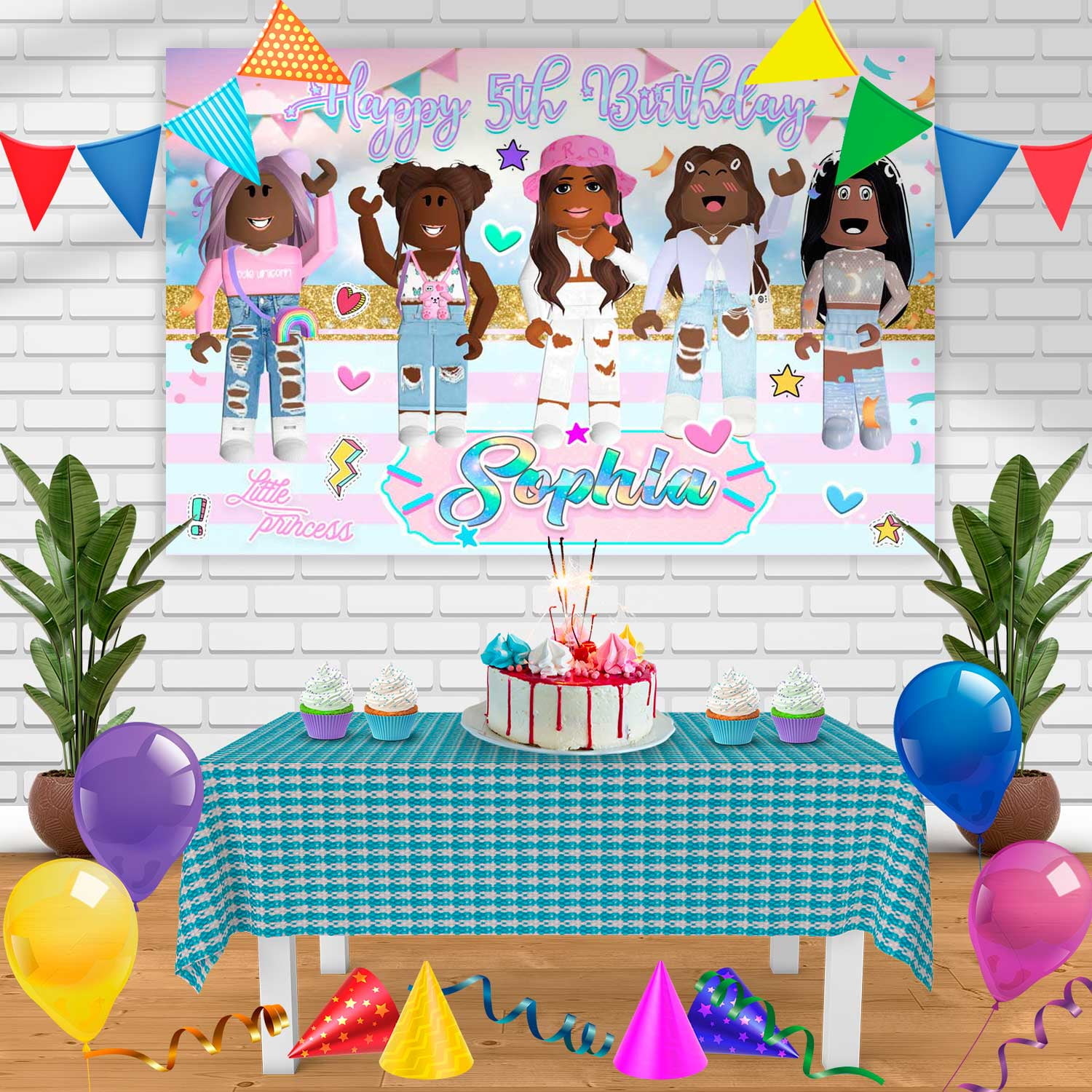 African American Roblox Black Girls Birthday Banner Personalized Party ...