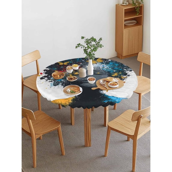 African American Round Fitted Tablecloth with Elastic Edge, Female ...