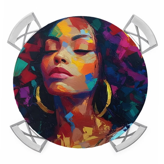 African American Round Table Cover, Colorful Abstract Black Woman ...