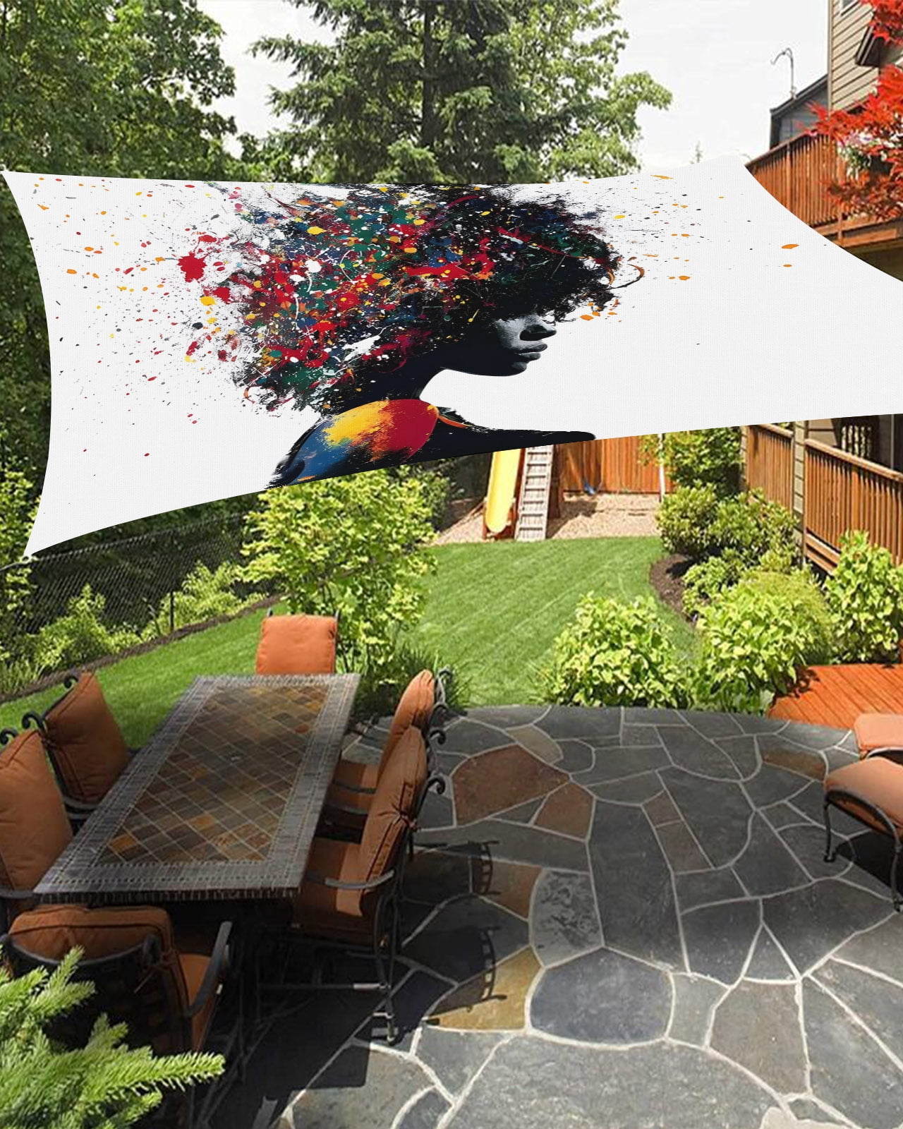 African American Sun Shade Sail 12'X16' Colorful Sparkles Female ...