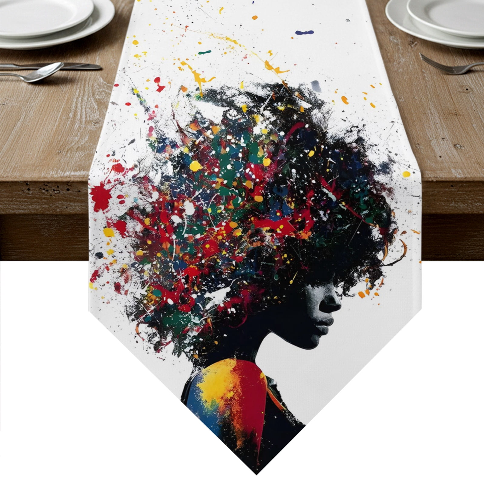 African American Table Runner Linen Burlap Table Runner 48 Inches Long ...