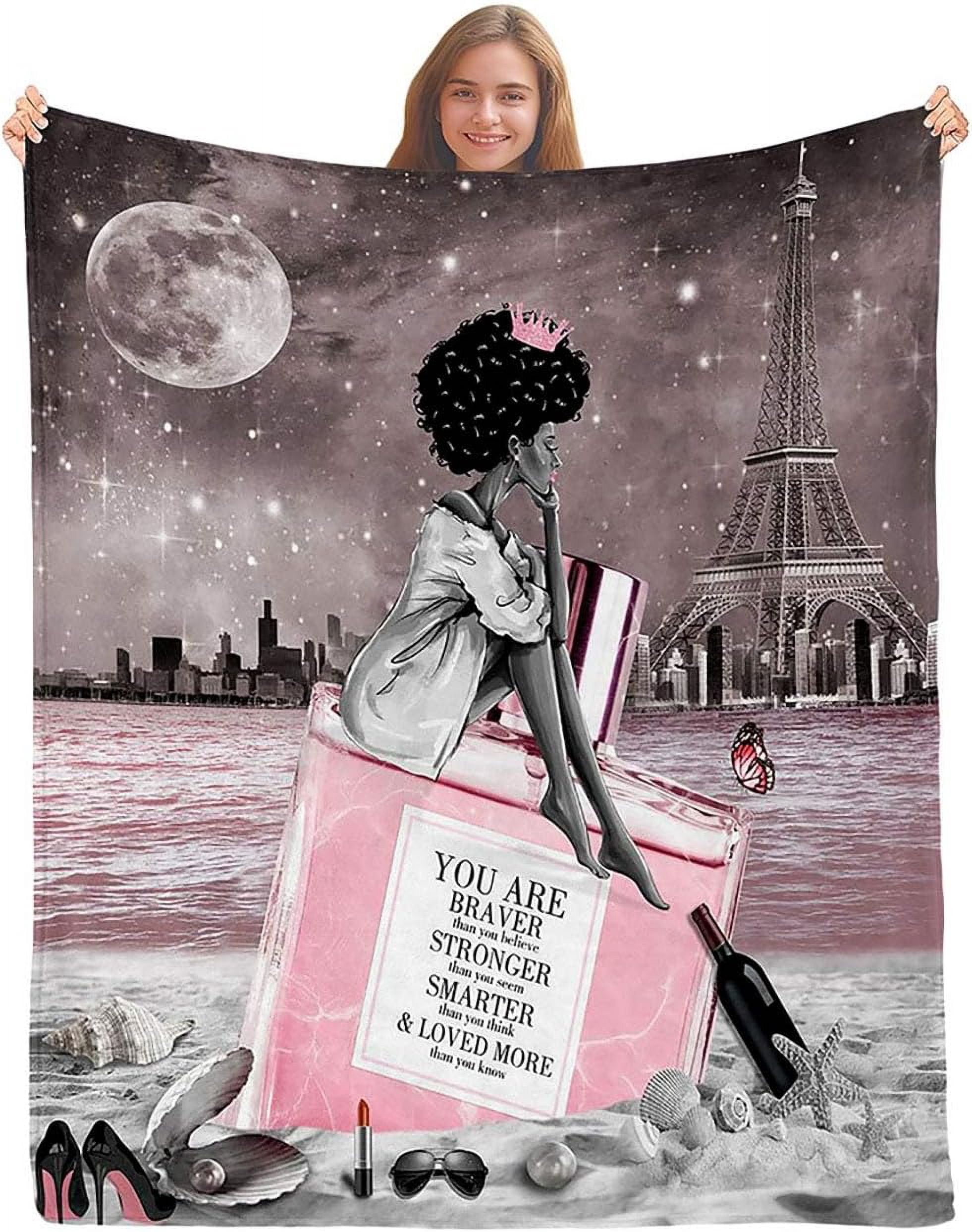 African American Throw Blanket, Twin Blanket, Pink Perfume Eiffel Tower ...