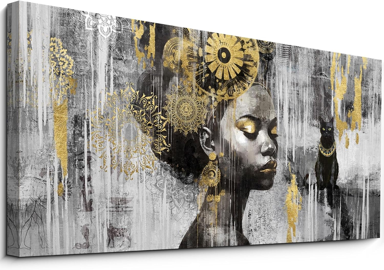 African American Wall Art - Black Girl Wall Art Paintings for Living Room Bedroom Office Decor ...