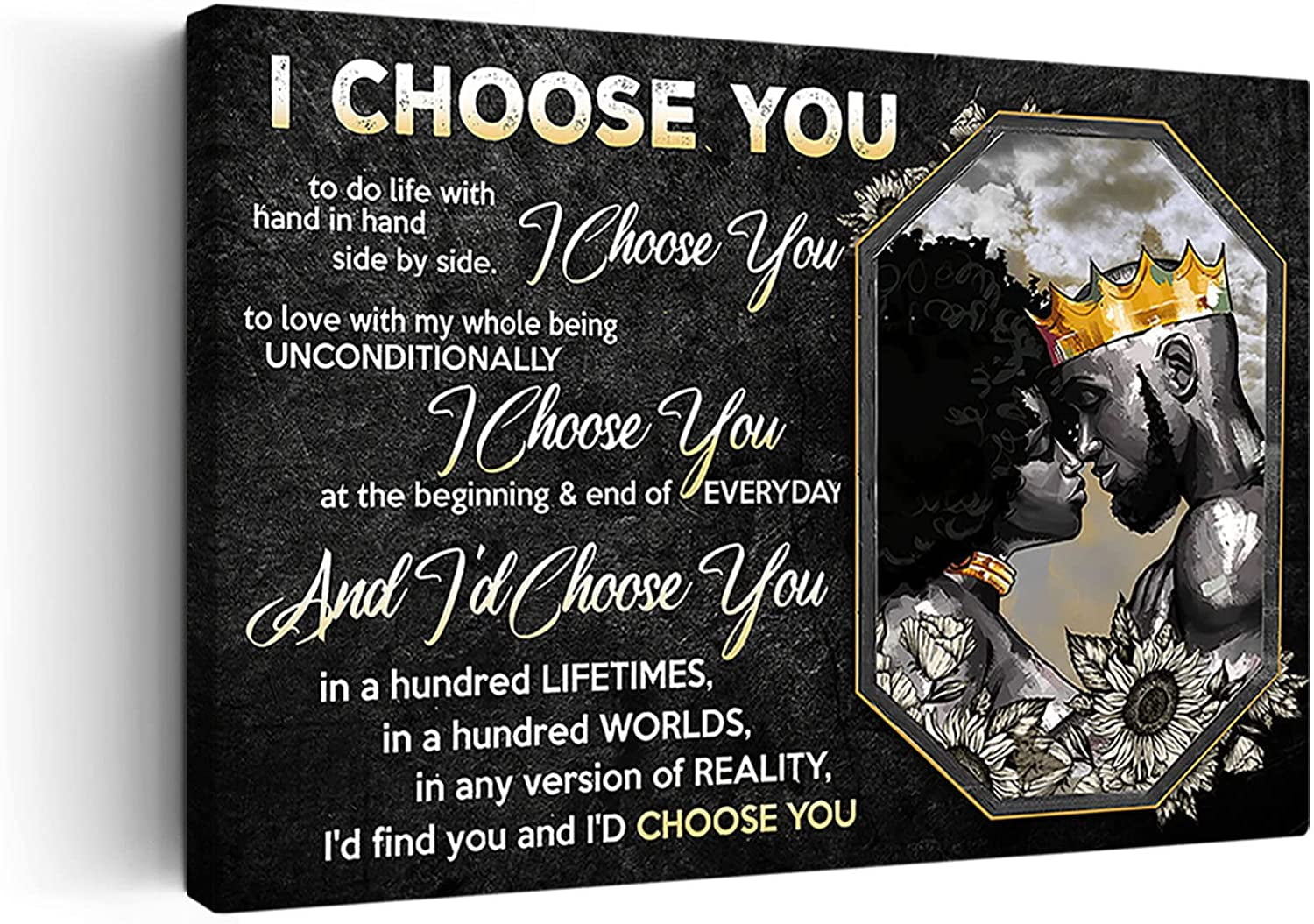 African American Wall Art Black King And Queen Canvas Print Painting Picture Artwork Black Girl ...