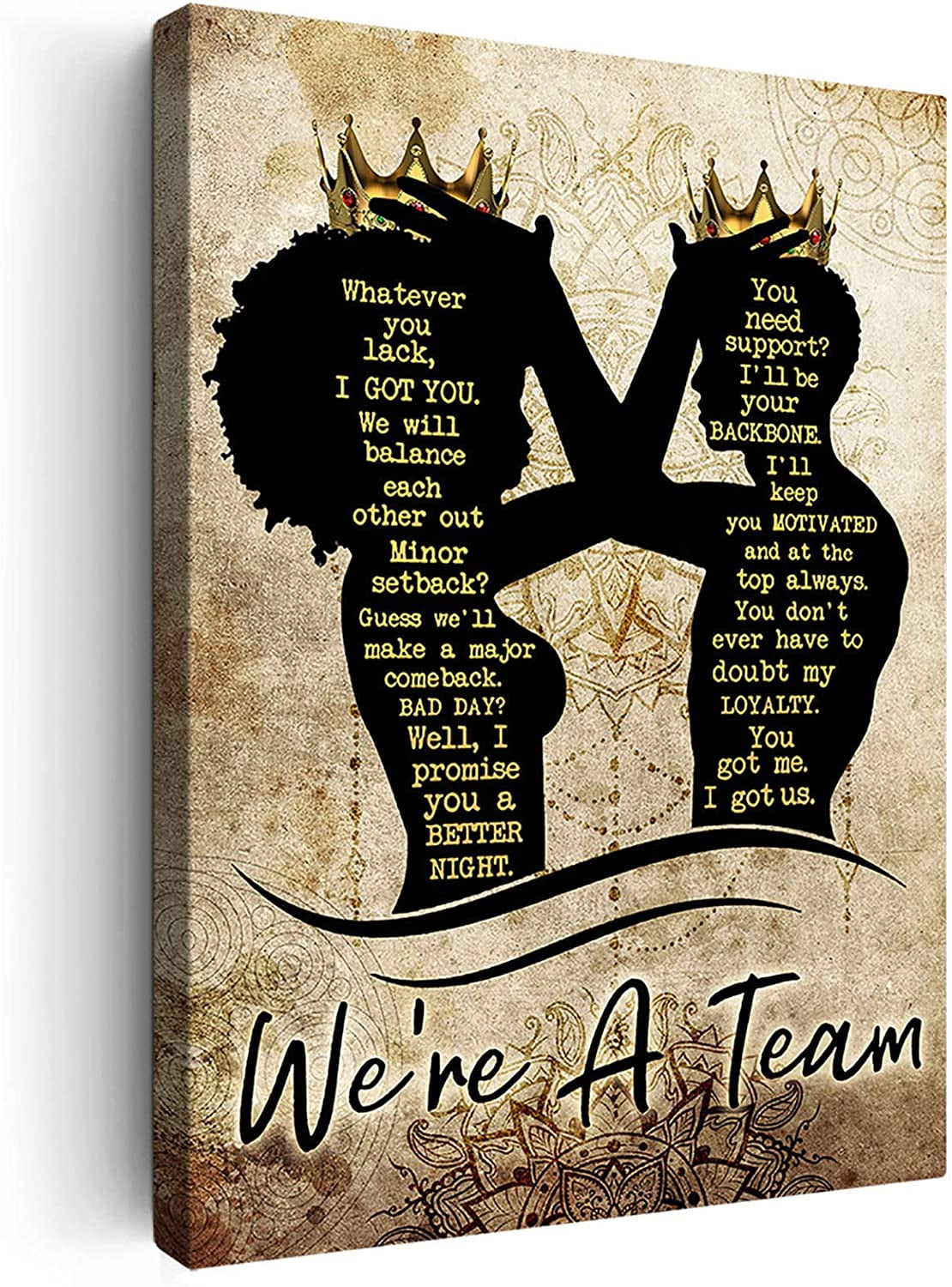African American Wall Art Black King And Queen Canvas Print Painting Picture Artwork Black Girl ...