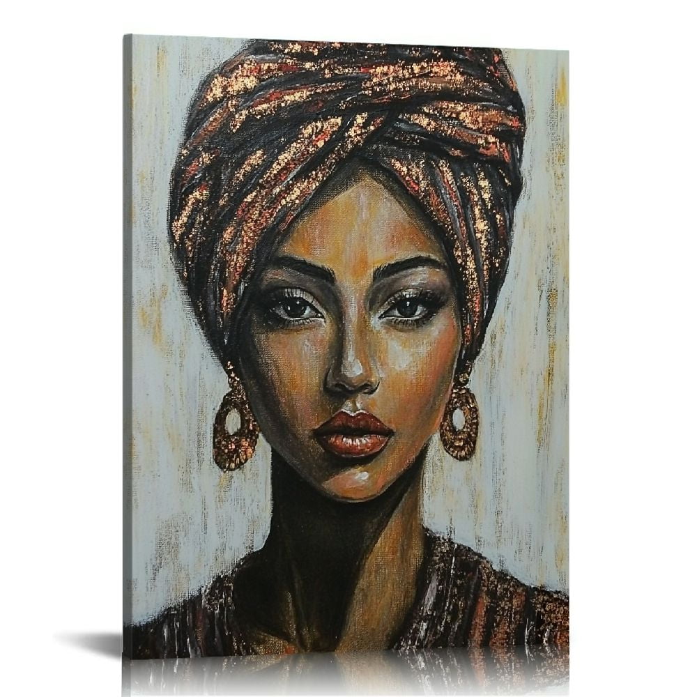 African American Wall Art - Elegant Black Woman Canvas Wall Art For Living Room Bedroom ...