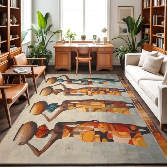 African American Washable Area Rug 3 x 5 ft Black Woman Dress African ...