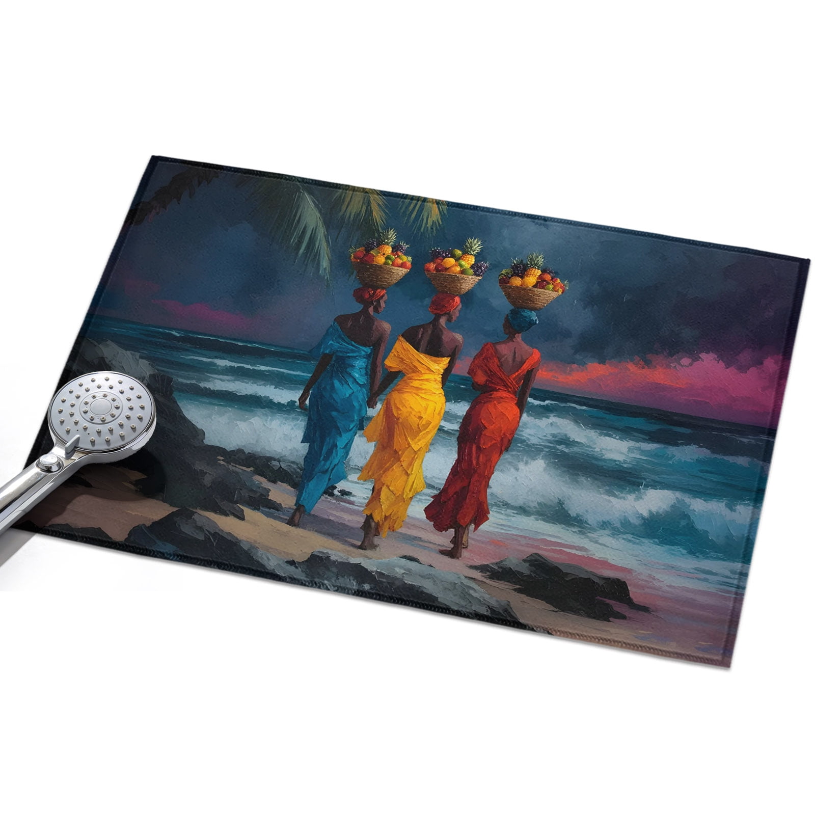 African American Woman 2x3ft Non Slip Area Rug Coastal Ocean Blue ...